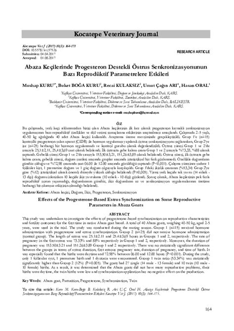 Pdf Effects Of The Progesterone Based Estrus Synchronization On Some