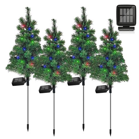 4 set solar led christmas tree decor lights waterproof outdoor for