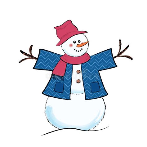 Снеговик шаржа держа чашку кофе Градиенты иллюстрации искусства зажима вектора простые