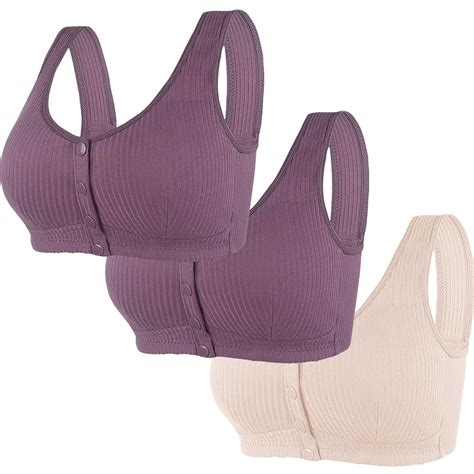 Fewfanhot Womens Wireless Front Closure Bras 3 Pack Seamless Comfort
