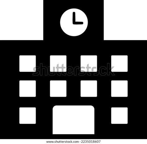Simple Monochrome Illustration School Building Stock Vector Royalty