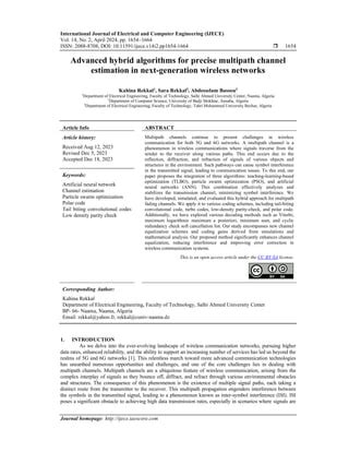 Advanced Hybrid Algorithms For Precise Multipath Channel Estimation In