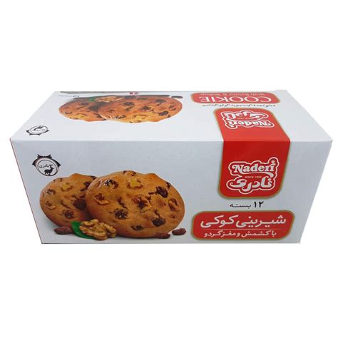 قیمت و خرید شیرینی کوکی با کشمش و مغز گردو نادری 35 گرم بسته 12 عددی