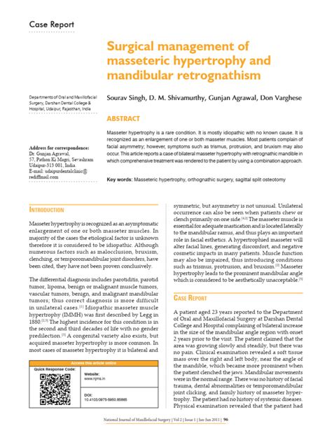 Surgical Management Of Masseteric Hypert Pdf Diseases And Disorders