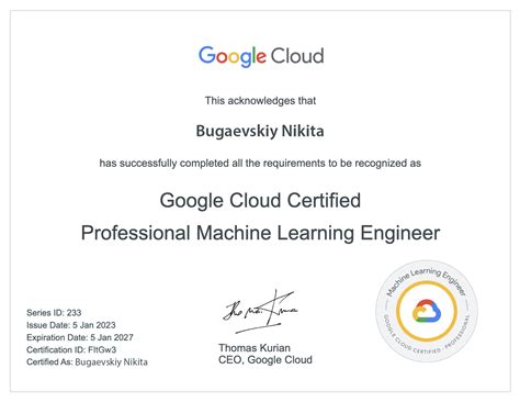 Professional Machine Learning Engineer Google Cloud Accredible