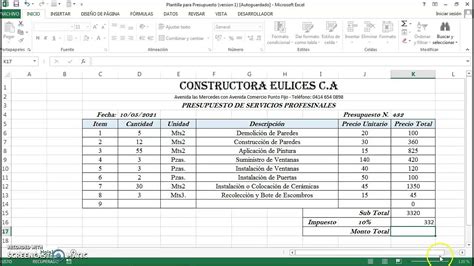 Plantilla De Presupuesto Excel Descarga Gratuita