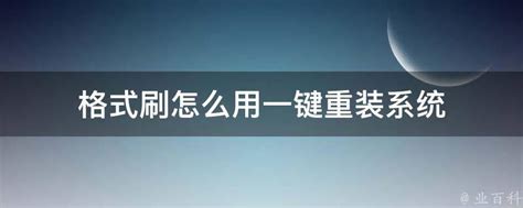 格式刷怎么用一键重装系统 业百科