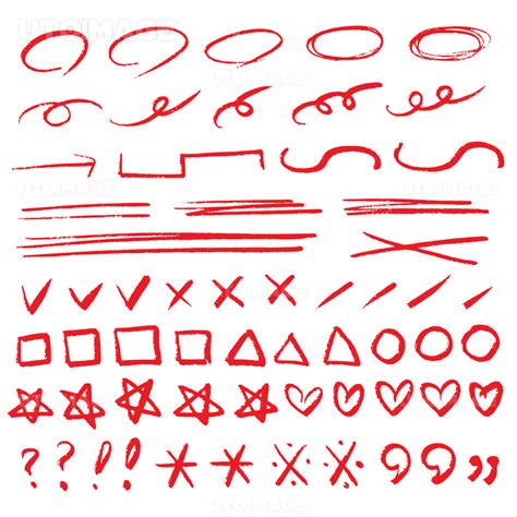 빨간펜 색연필 교정지 기호 부호 일러스트 유토이미지 상세페이지 베이직샵 22163541