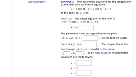 Solved Video Example EXAMPLE 3 Find Parametric Equations For Chegg Com