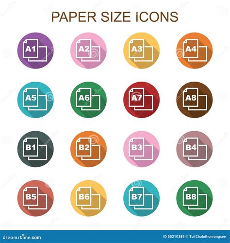 Paper Size Long Shadow Icons Stock Vector Illustration Of Industry
