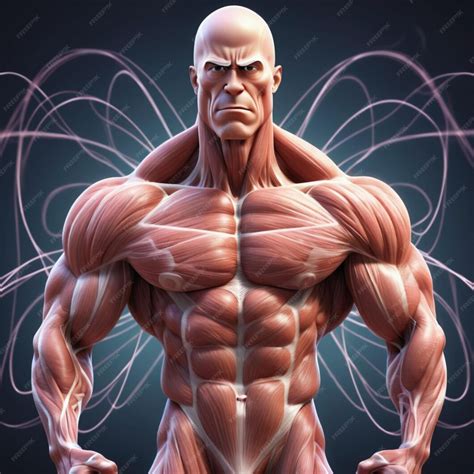 Minimalist Pixarstyle Central Human Muscle Anatomy Digital Render