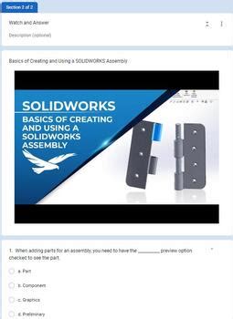 STEM Engineering Video Quiz Creating And Using A SOLIDWORKS Assembly