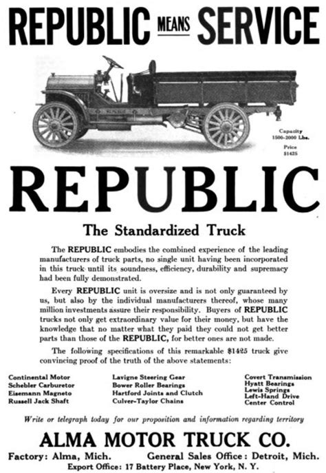 1913 Republic Motor Trucks Antique Trucks Vintage Motorcycle Posters