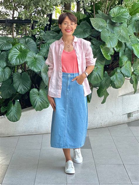 ดูไอเดียสไตล์การแต่งตัวสำหรับ「เสื้อกล้าม ผ้าลายนูน Ribbed 、กระโปรง ผ้าเดนิม ทิ้งตัว ทรงแคบ