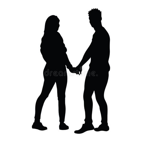 Silhouette Of Man And Woman Holding Hands Black Couple Vector