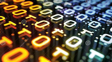 Vibrant Neon Binary Code Grid Set Against Abstract Swirling Shapes For