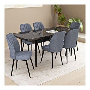 Hoopsii Daisy Siyah Mermer Desen 70x114 Mdf Açılabilir Mutfak Masası