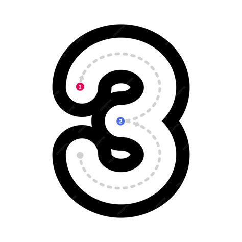 Premium Vector Tracing Number 3 Prewriting Dotted Line Math Worksheet