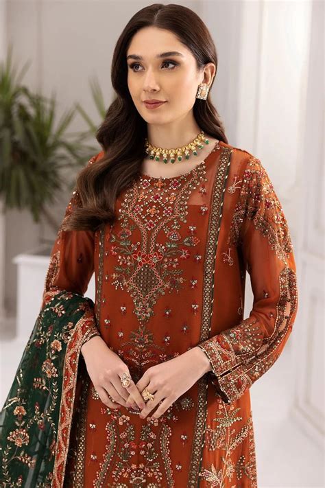 Alizeh Fashion Rang E Mehr Embroidered Chiffon 3pc Suit D 02 Aarmish