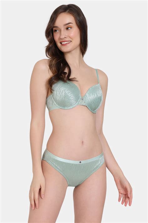 Buy Zivame Coral Glaze Padded Wired 3 4th Coverage Lace Bra With Bikini