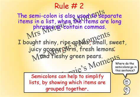 English Hl Powerpoint Usage And Rules Of The Semicolon Worksheet