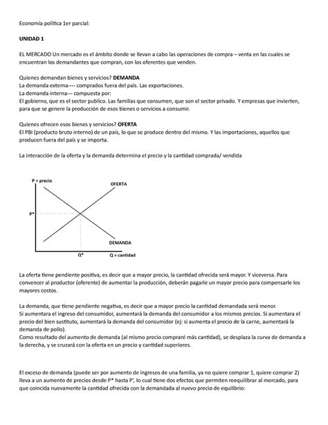 Economia Politica primer parcial Economía política er parcial UNIDAD EL MERCADO Un mercado