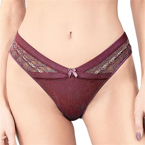 3 Pack Womens Lace Thongs T Back Low Waist Sexy Seamless V Shape