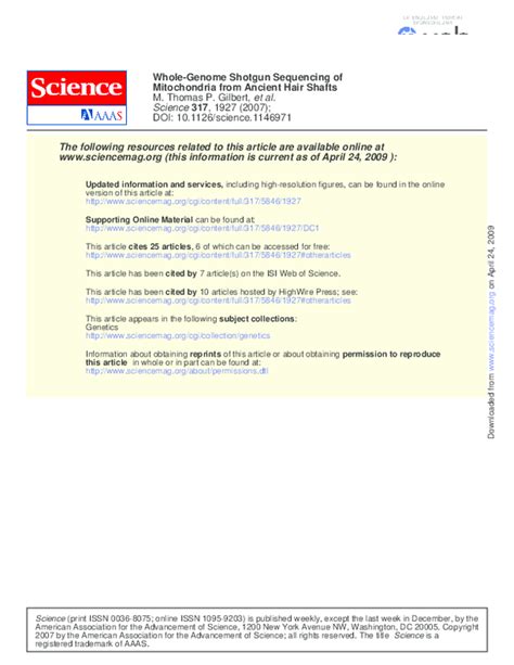 Pdf Whole Genome Shotgun Sequencing Of Mitochondria From Ancient Hair