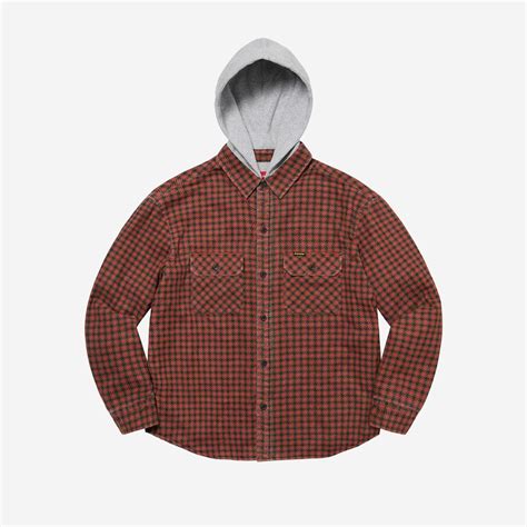 슈프림 하운드스투스 플란넬 후드 셔츠 레드 22fw Supreme Kream