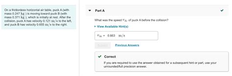 Solved On A Frictionless Horizontal Air Table Puck A With