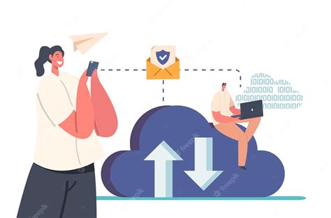 Premium Vector People Use Digital Webbased Cloud Service Or Application That Transfers Data To