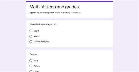 math ia form about sleep and ib scores can be predicted or best guess