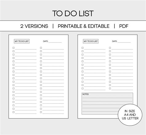 Editable To Do List Bundle Daily Task List Template Downloadable PDF Work Checklist Template