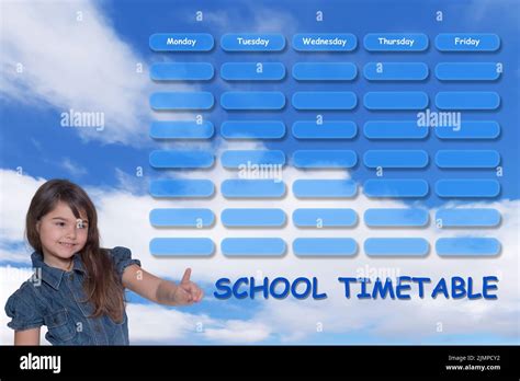 School Timetable Concept With Blue Sky In The Background Smiling