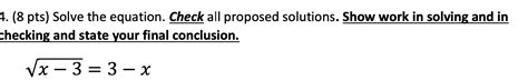 Solved 4 8 Pts Solve The Equation Check All Proposed Chegg Com
