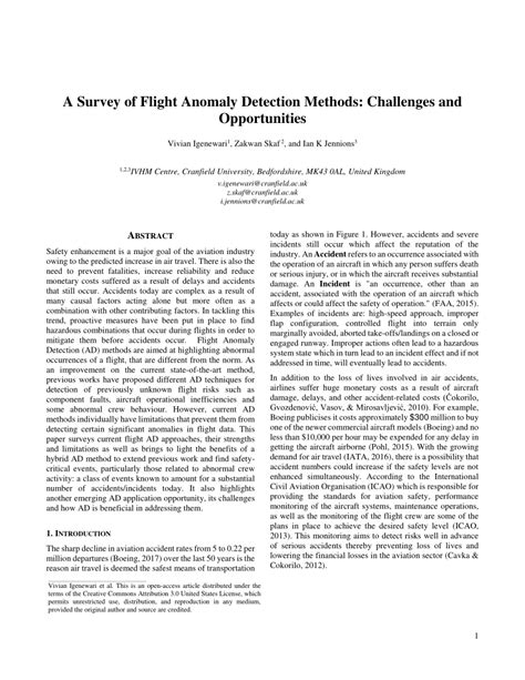 PDF Survey Of Flight Anomaly Detection Methods Challenges And Opportunities