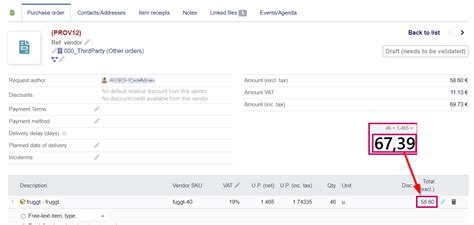 Bug Wrong Total Value On Purchase Order · Issue 23317 · Dolibarr