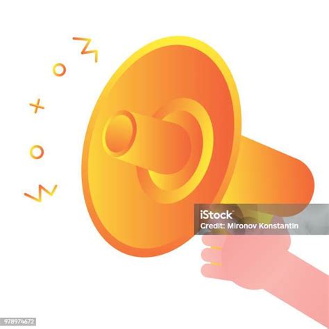 손을 잡고 확성기 시끄러운 스피커 전자 장치 아이콘 기호 그라데이션 플랫 스타일 벡터 일러스트 레이 션 흰색 바탕에 격리를 통해 발표 통신 리더십 스피치의 개념입니다 격려에