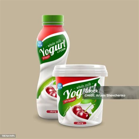 밝은 배경에 브랜드 항아리와 병 체리 요구르트 광고 와 우유 스플래시 상용 제품 모형 벡터 현실적인 그림 0명에 대한 스톡 벡터 아트 및 기타 이미지 Istock