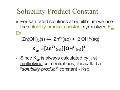 Solubility Product Constant Ksp The Terms Solubility A