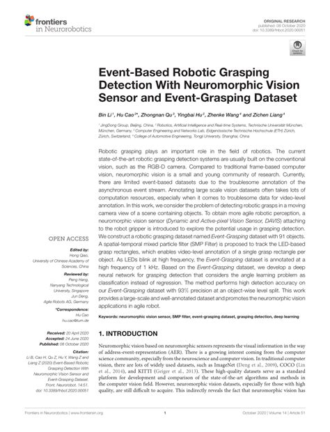Pdf Event Based Robotic Grasping Detection With Neuromorphic Vision