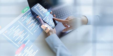 Software Development And Programming Languages Displayed On A Virtual