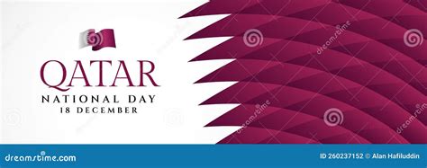 Qatar National Day Banner Template Vector Flat Design Stock Vector