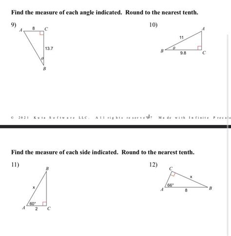 Solved Find The Measure Of Each Angle Indicated Round To Chegg