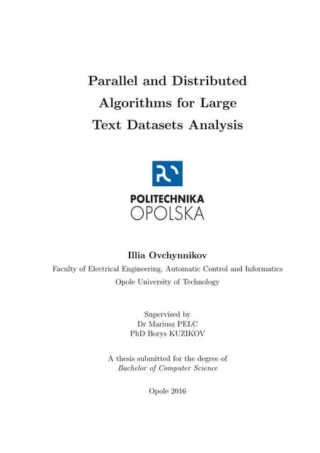 parallel and distributed algorithms for large text datasets analysis pdf