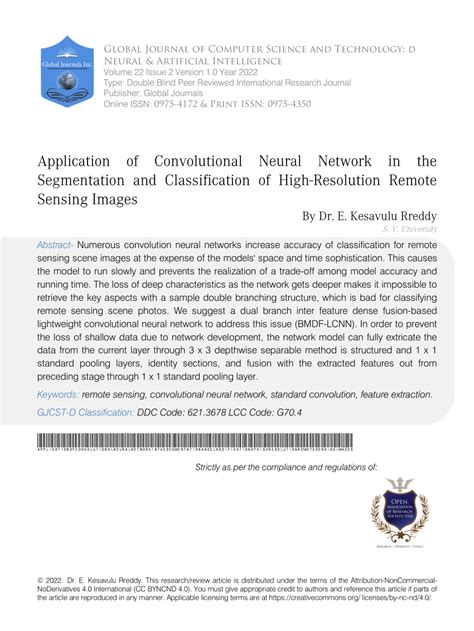 PDF Application Of Convolutional Neural Network In The Segmentation And Classification Of High