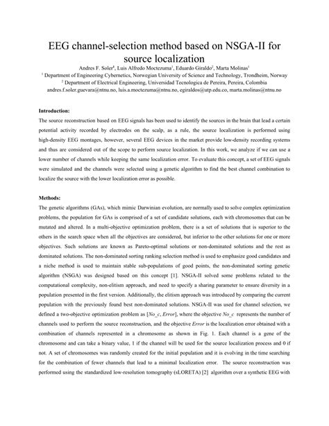 Pdf Eeg Channel Selection Method Based On Nsga Ii For Source Localization