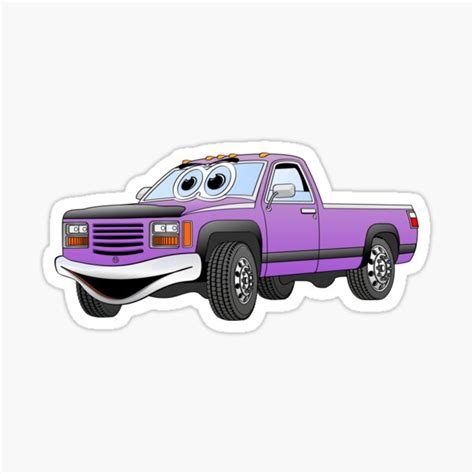 Purple Pick Up Truck Cartoon Sticker By Graphxpro Redbubble