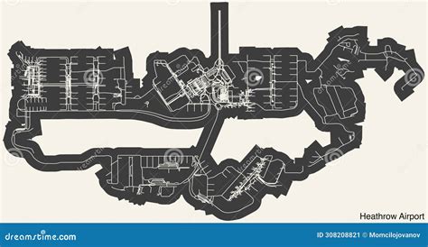 High Contrasted Terminals Layout Diagram Map With Airfield Road Lines