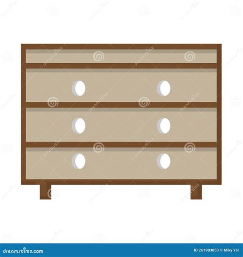 Furniture Cabinet Home Drawer Table Design Flat Vector Illustration